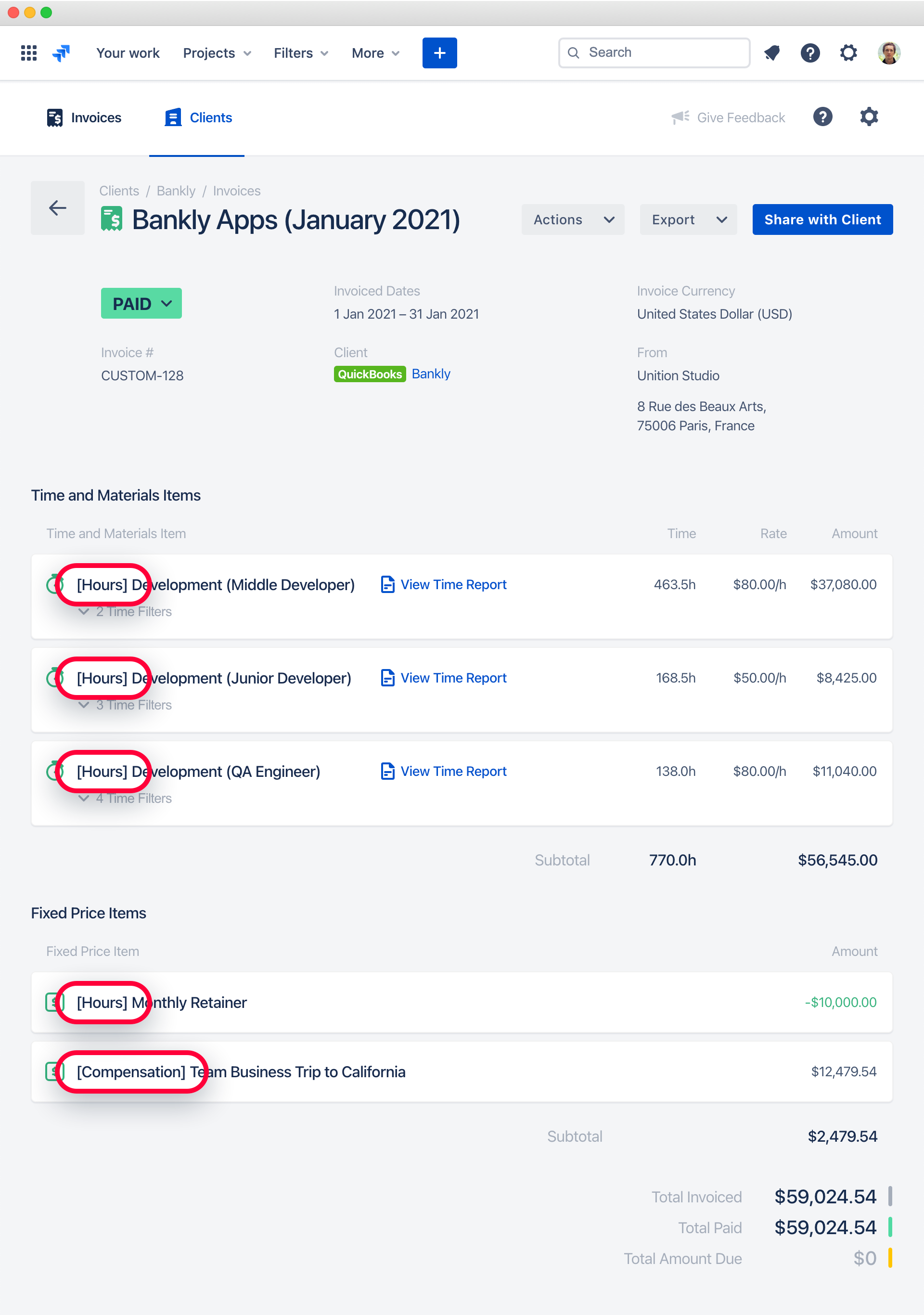 QuickBooks Online Integration Clerk Invoices And Reports For Jira
